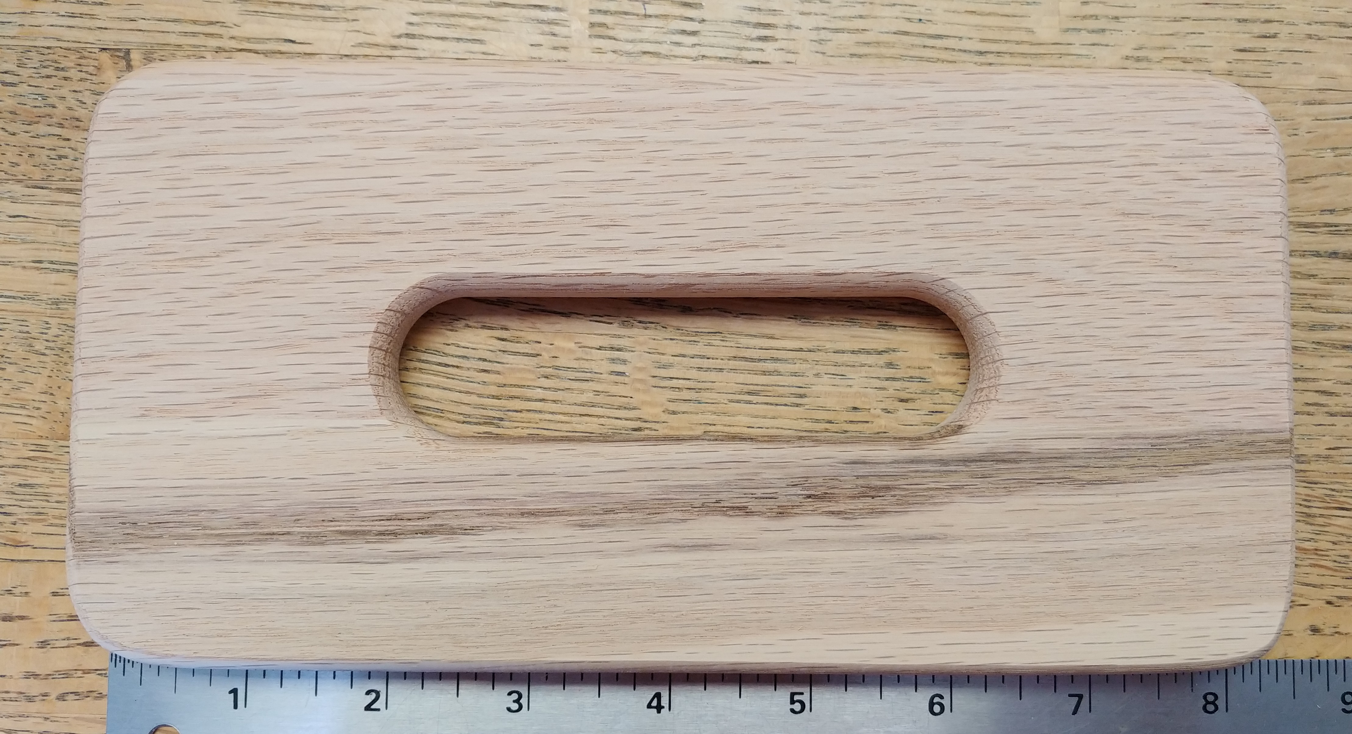 The Country Seat: Base Slotted Rectangle Tissue 4-1/4" x 8-1/2" Oak Box Top / Plastic Bag Dispenser